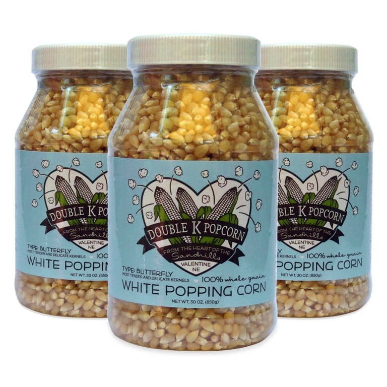 White Butterfly Popcorn -3 Jars - FREE SHIPPING - Double K Popcorn